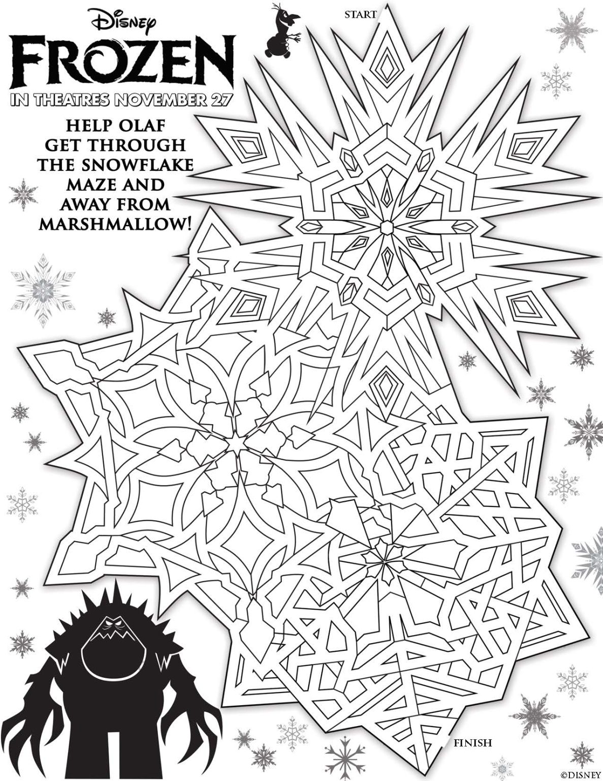 Free printable maze activity sheets to celebrate Frozen