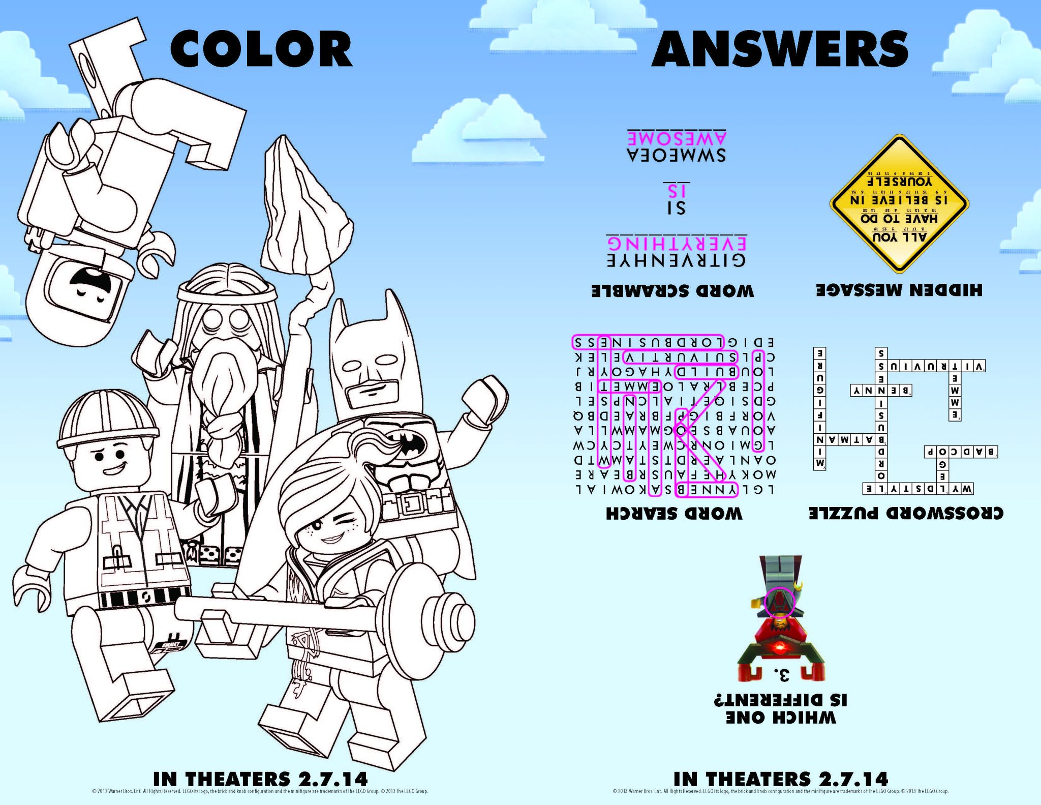 The LEGO Movie Printables, activity and coloring pages
