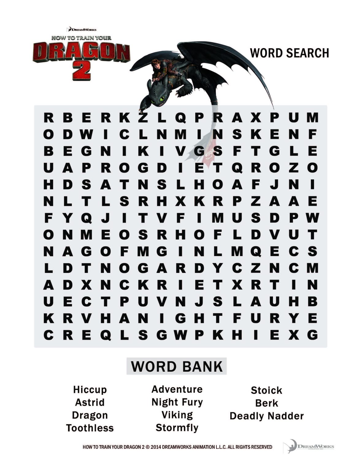 How to Train Your Dragon coloring pages and activity sheets
