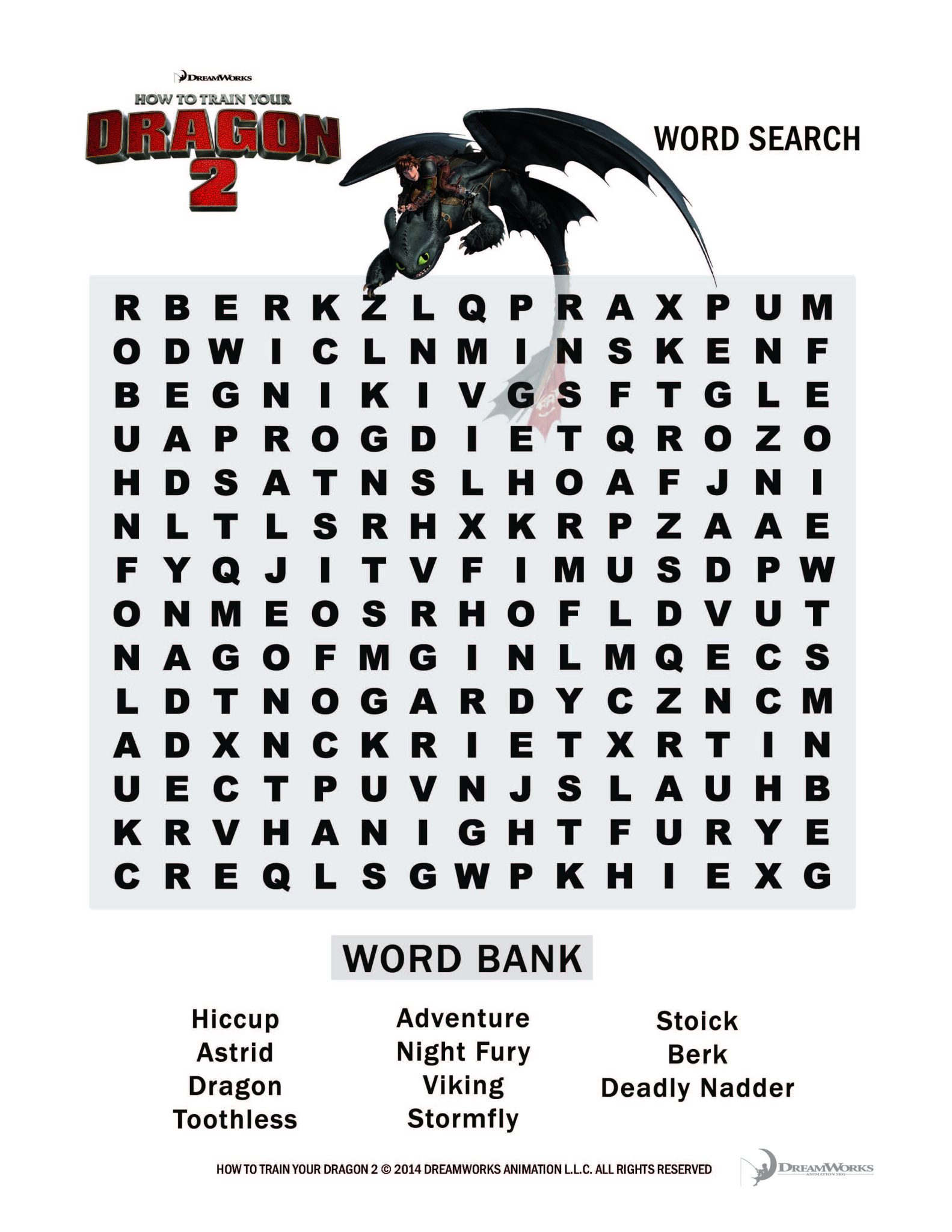 How to Train Your Dragon coloring pages and activity sheets