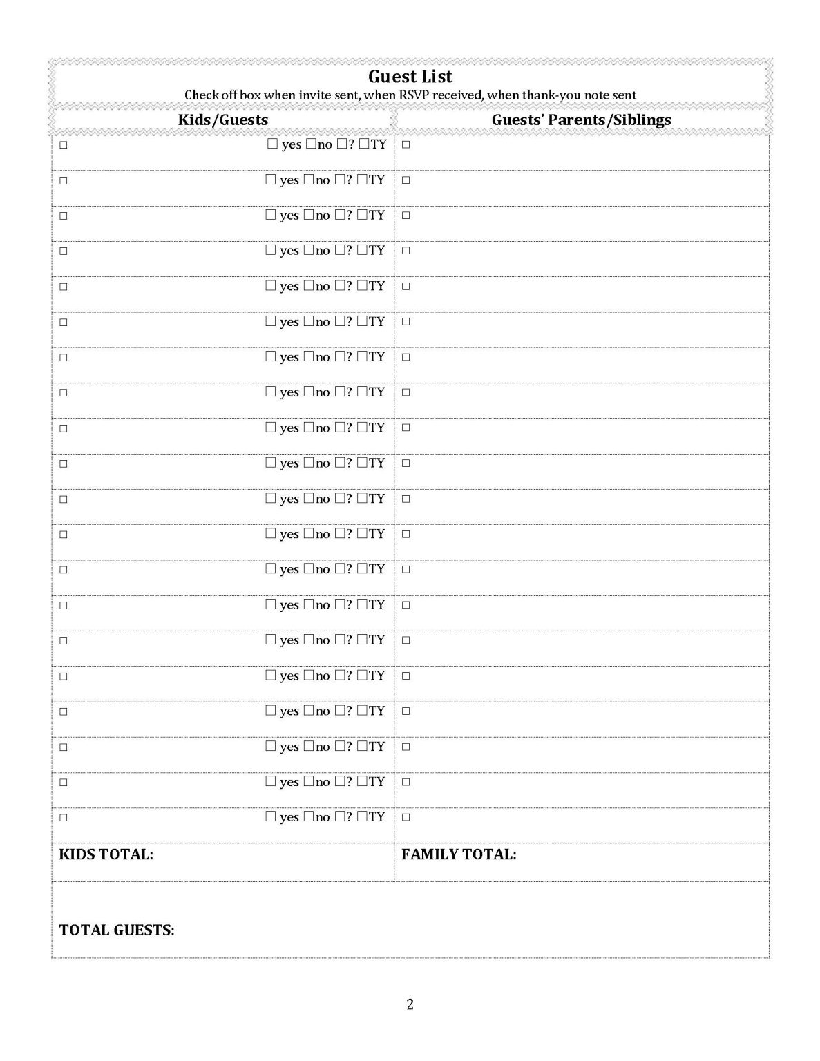 Kids' Party Planning List - FREE Printables!