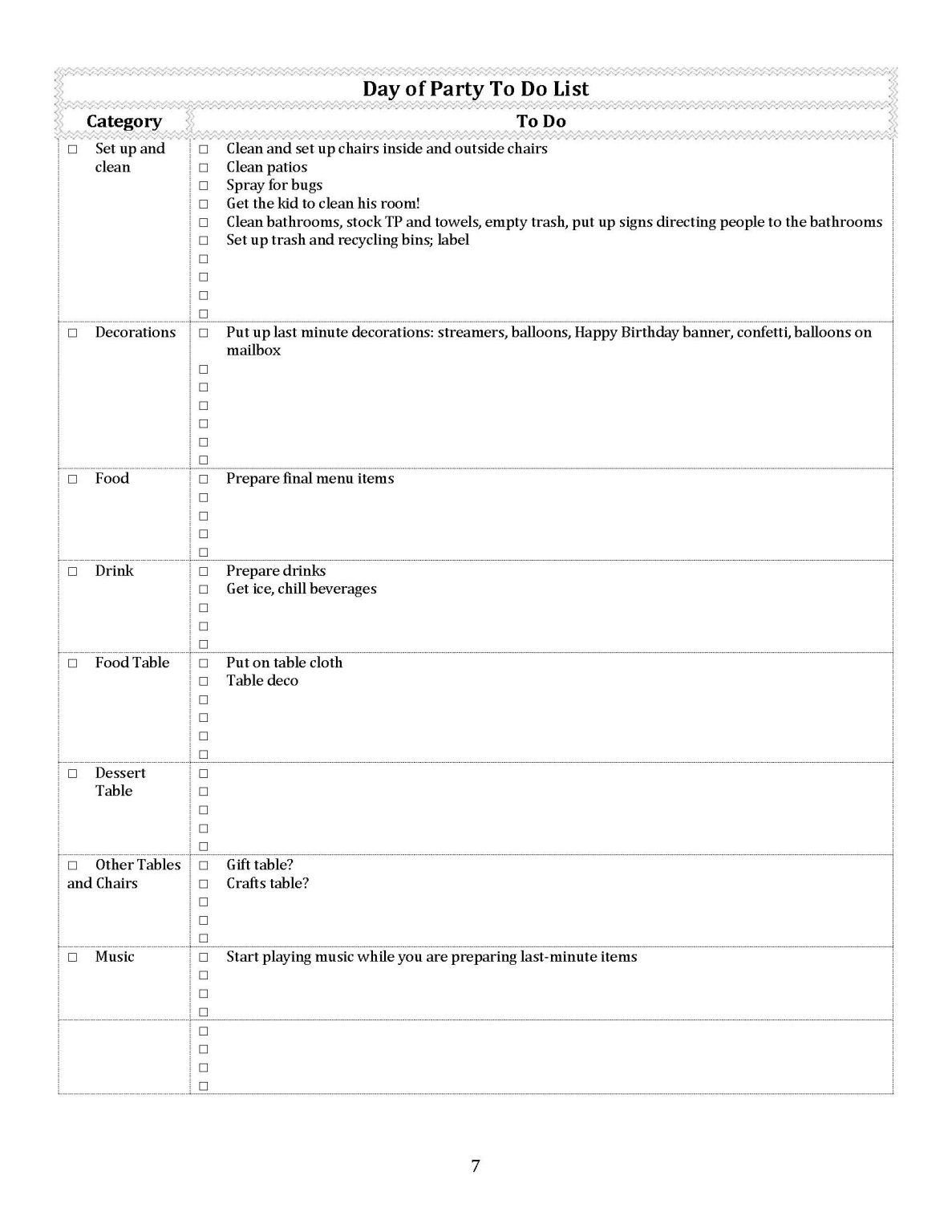 Kids' Party Planning List - FREE Printables!