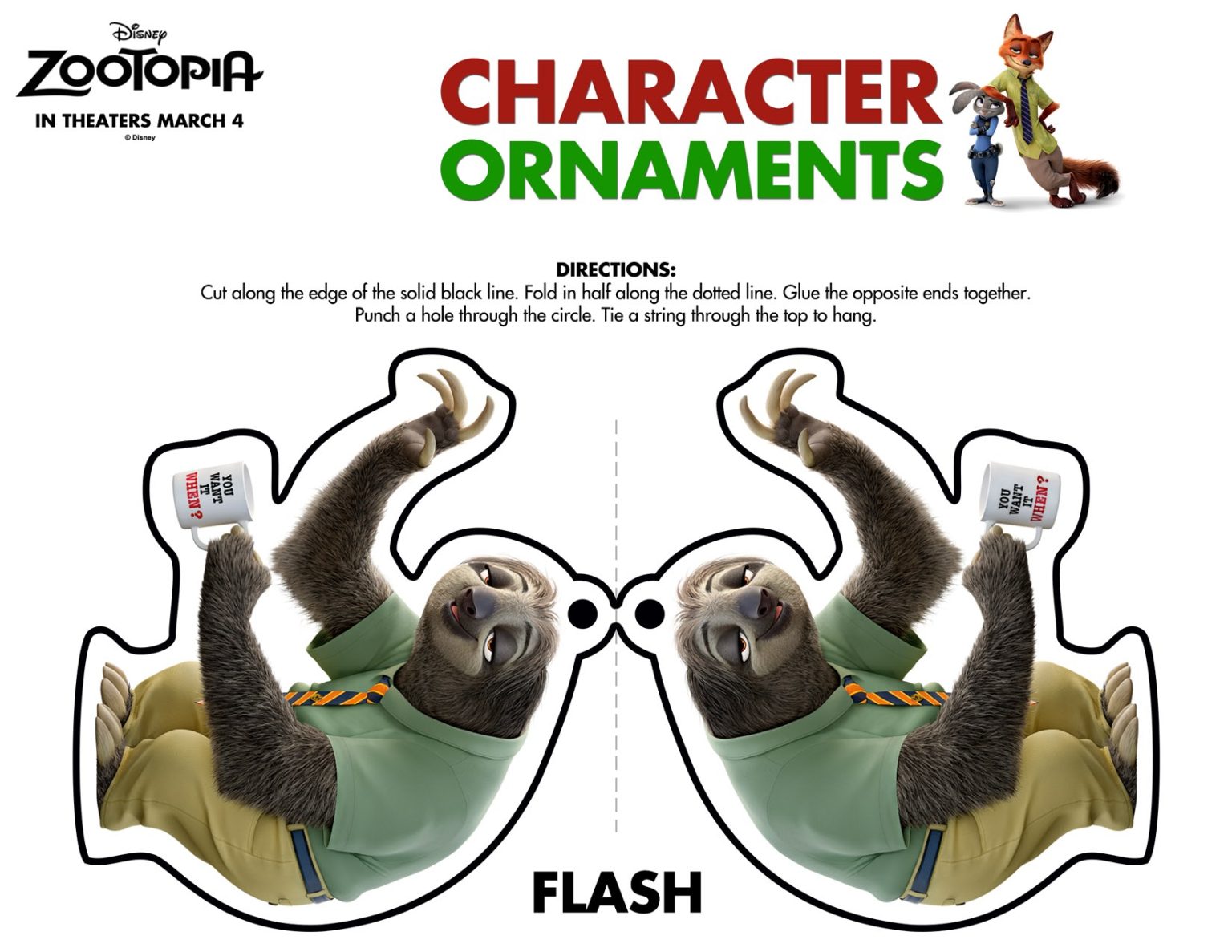 Flash Zootopia and other Holiday themed printables from Zootopia