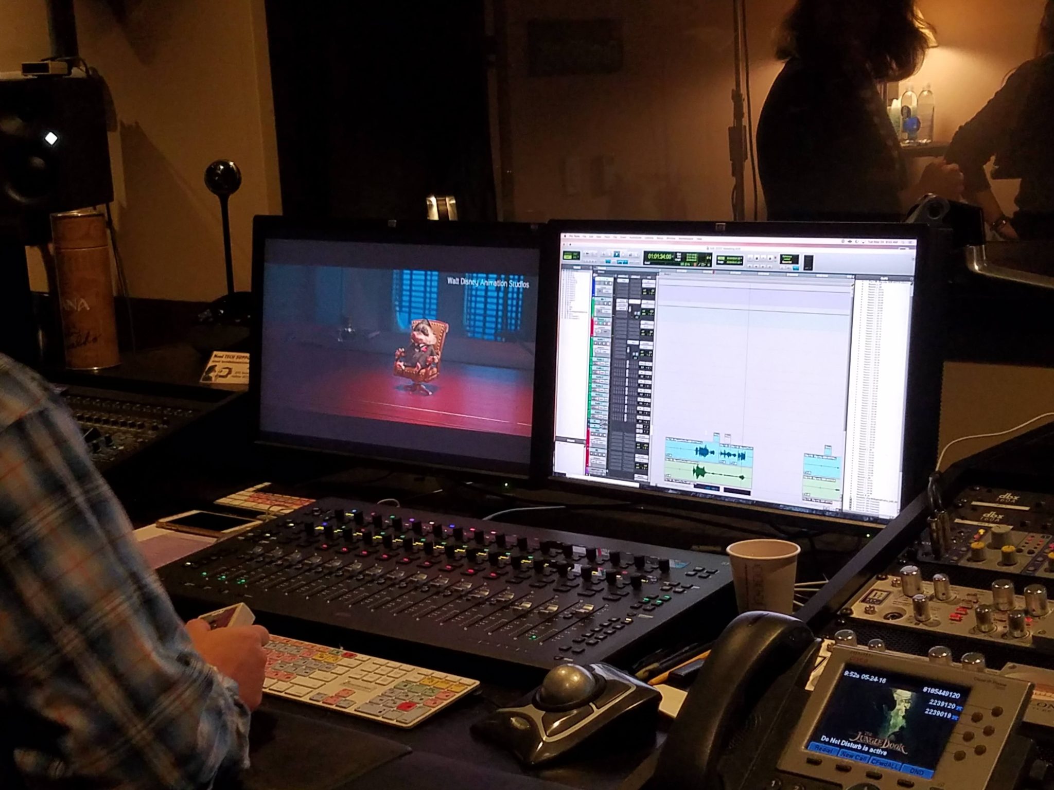 In the Recording booth at Walt Disney Studios