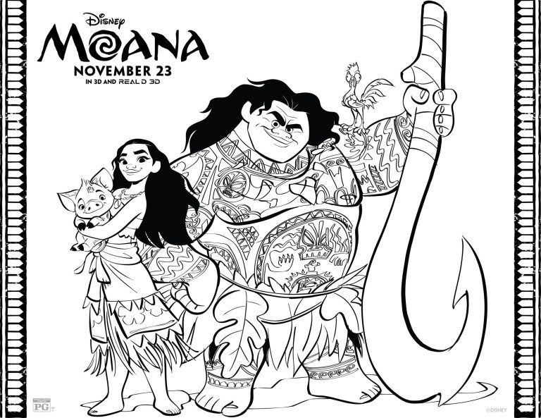 Moana Coloring pages and activity sheets for kids!