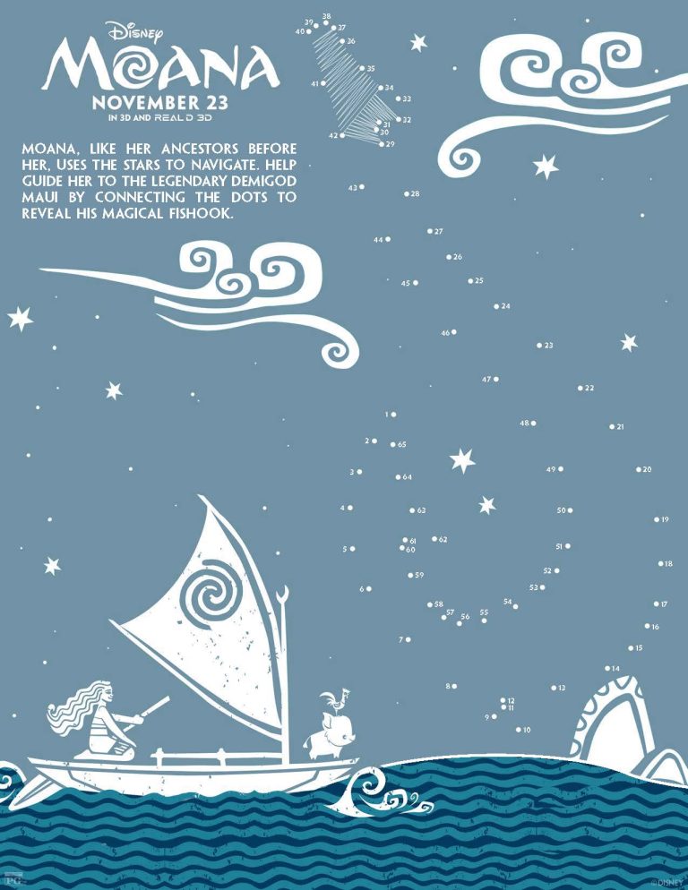Moana printable activity sheets, Kakamora, dot to dots, and crafts!