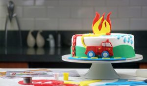 DIY Firetruck Cake that is so easy! Cute kits and simple steps from Cakest!