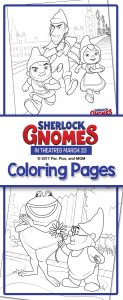 Free printable coloring sheets from Sherlock Gnomes!