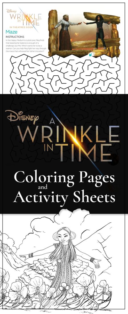 FREE Printable A Wrinkle in Time coloring and activity sheets!