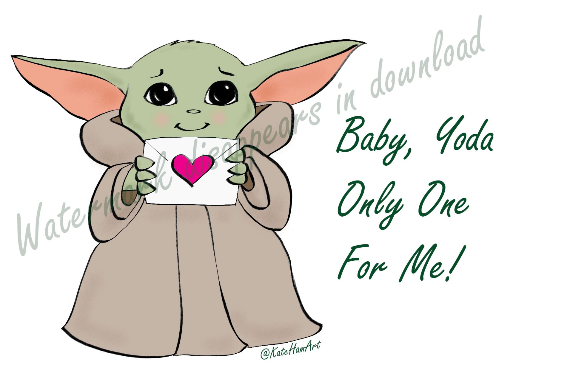 Baby Yoda Printable Valentine's Day Cards - Instant Download