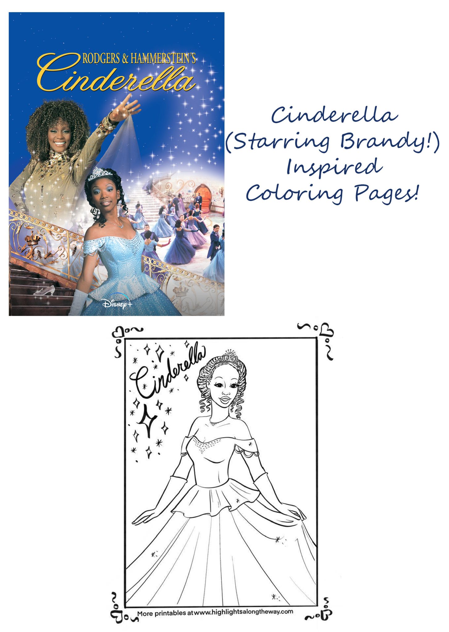 Cinderella starring Brandy coloring sheet! Print from home!