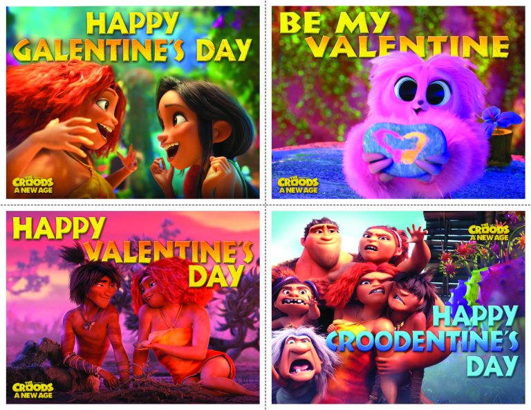 The Croods 2 Free Printable Valentine's Day Cards