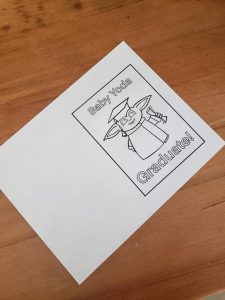 Baby Yoda Graduation Card - instant download to print and color