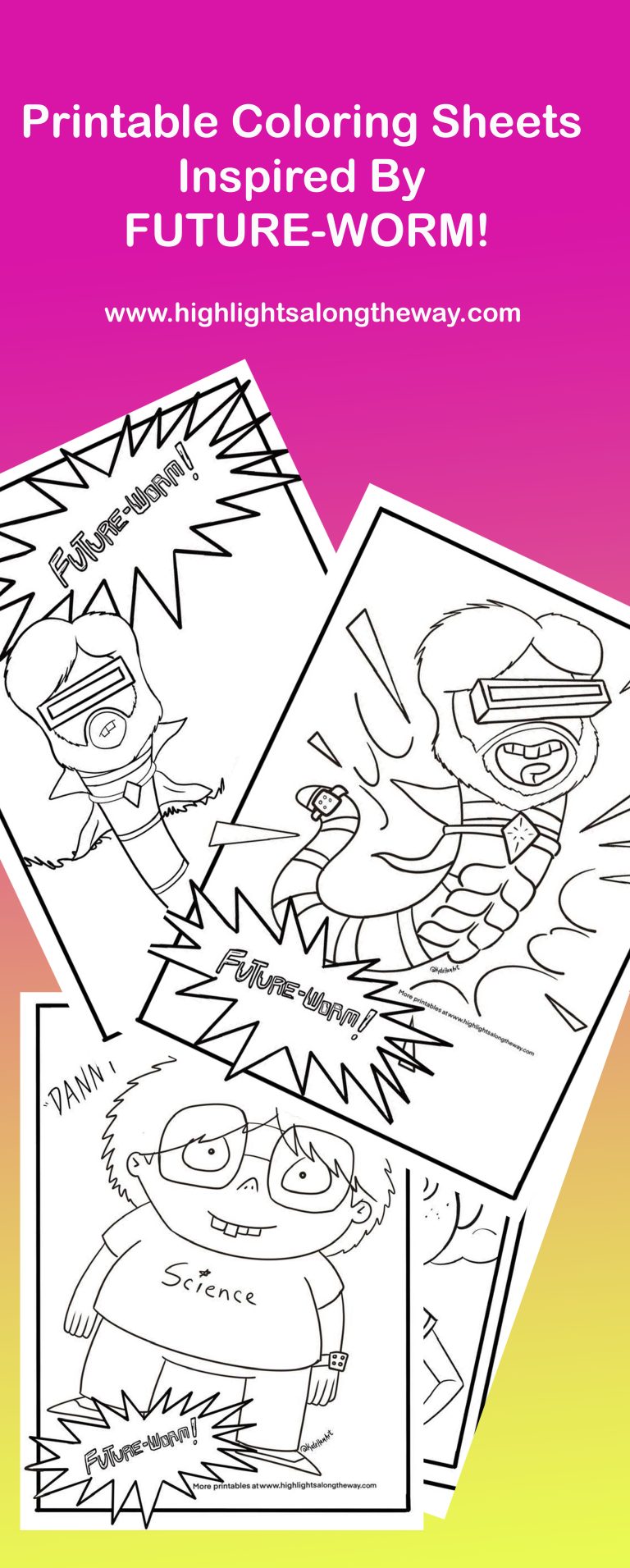 Future-Worm! Printable Coloring Sheet - Instant Download