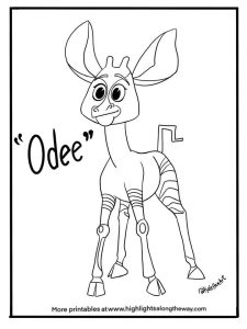 Odee the Okapi Madagascar : A Little Wild Coloring page