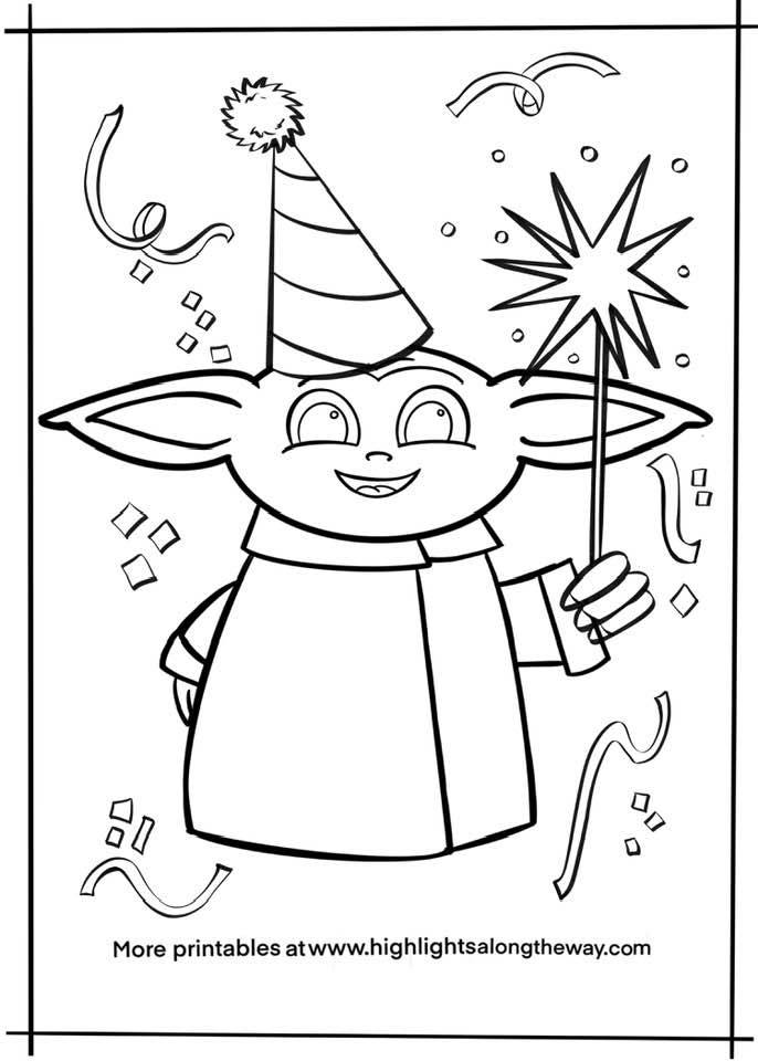 Instant Download Baby Yoda Coloring Sheet New Year s Eve Instant Download Baby Yoda Coloring Sheet New Year s Eve