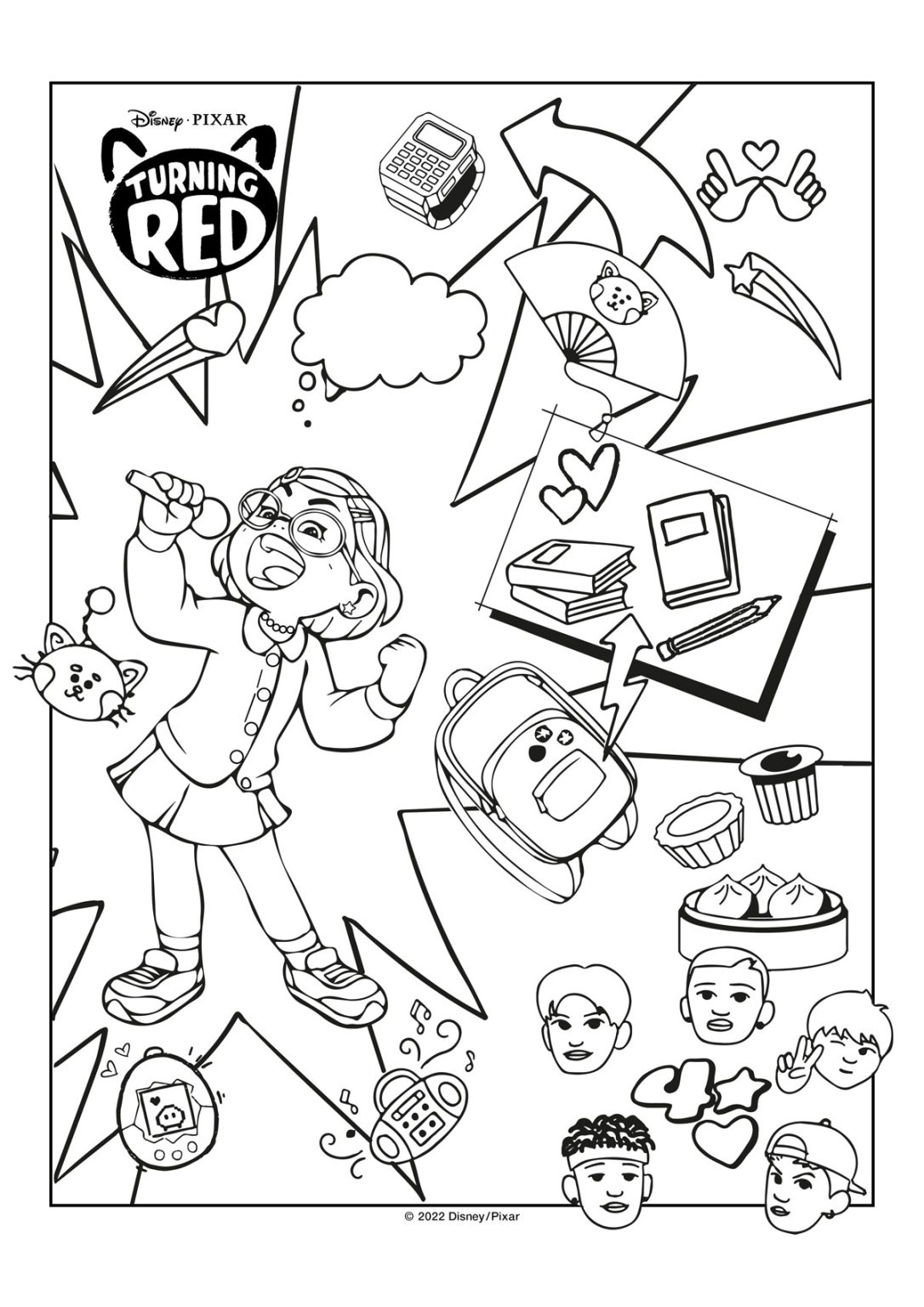 Turning Red Printable Coloring Sheets - Inspired by Disney Pixar