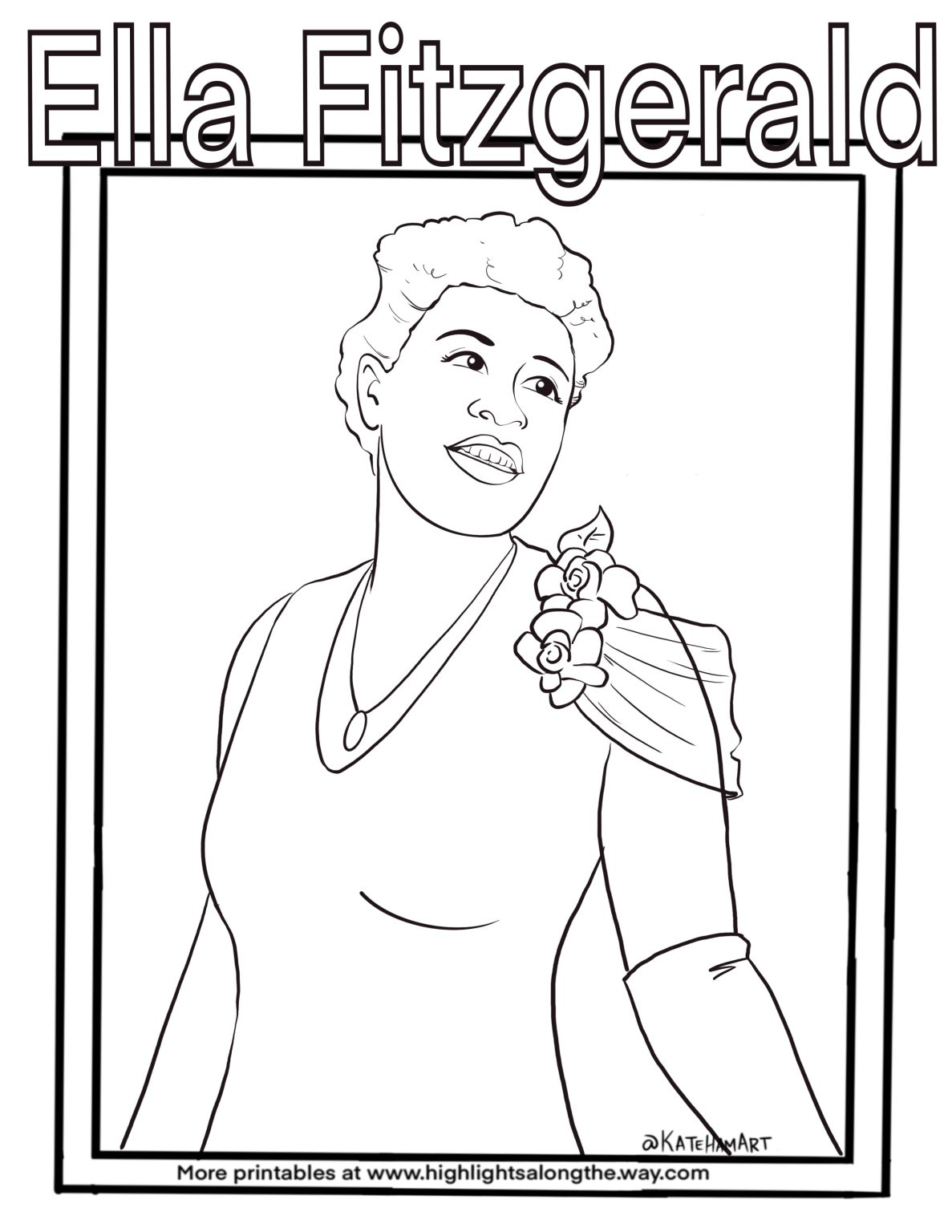 Ella Fitzgerald Coloring Page