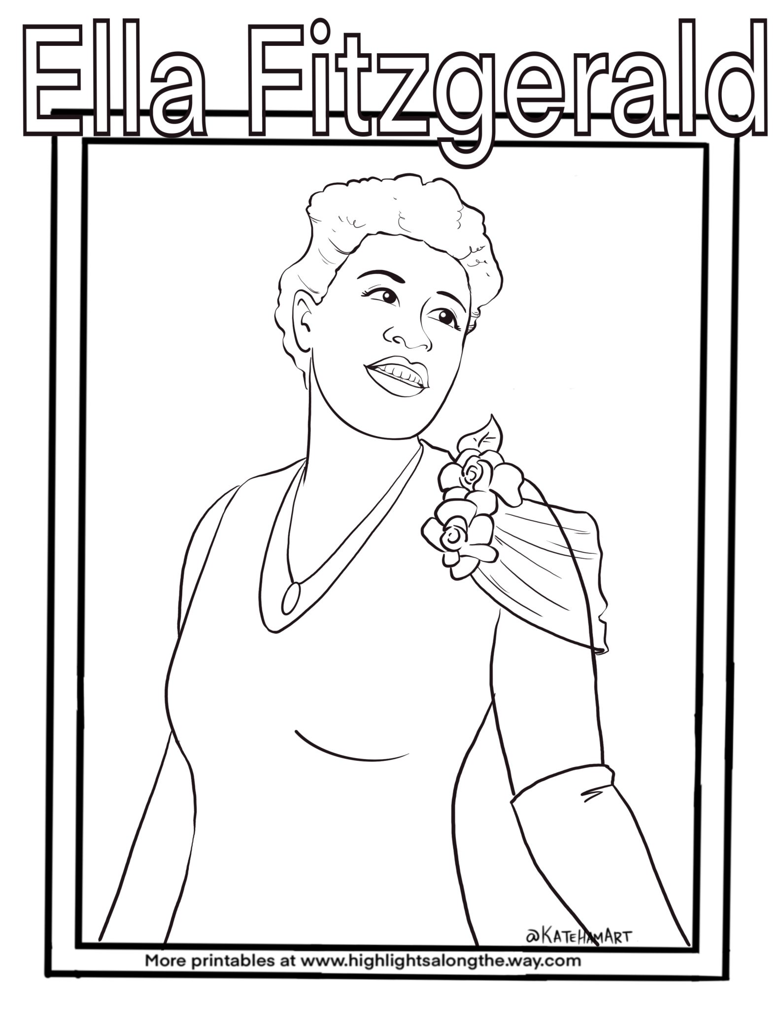 Ella Fitzgerald Coloring Page Ella Fitzgerald Coloring Page