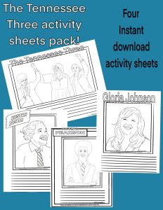 Instant Download Tennessee Three Activity Sheets packet