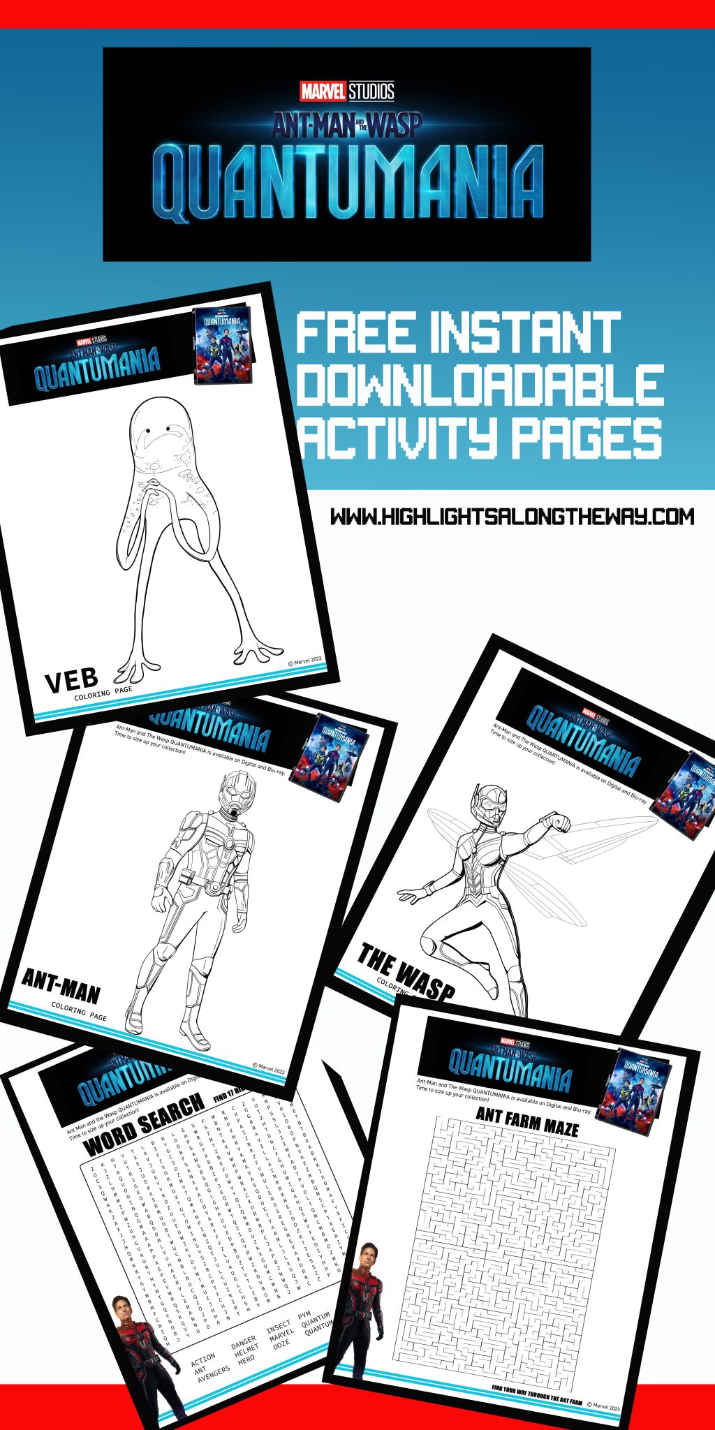 Ant-Man and The Wasp Quantumania Activity pages