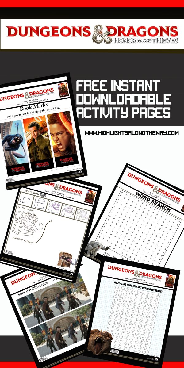 Dungeons and Dragons free printable activity pages