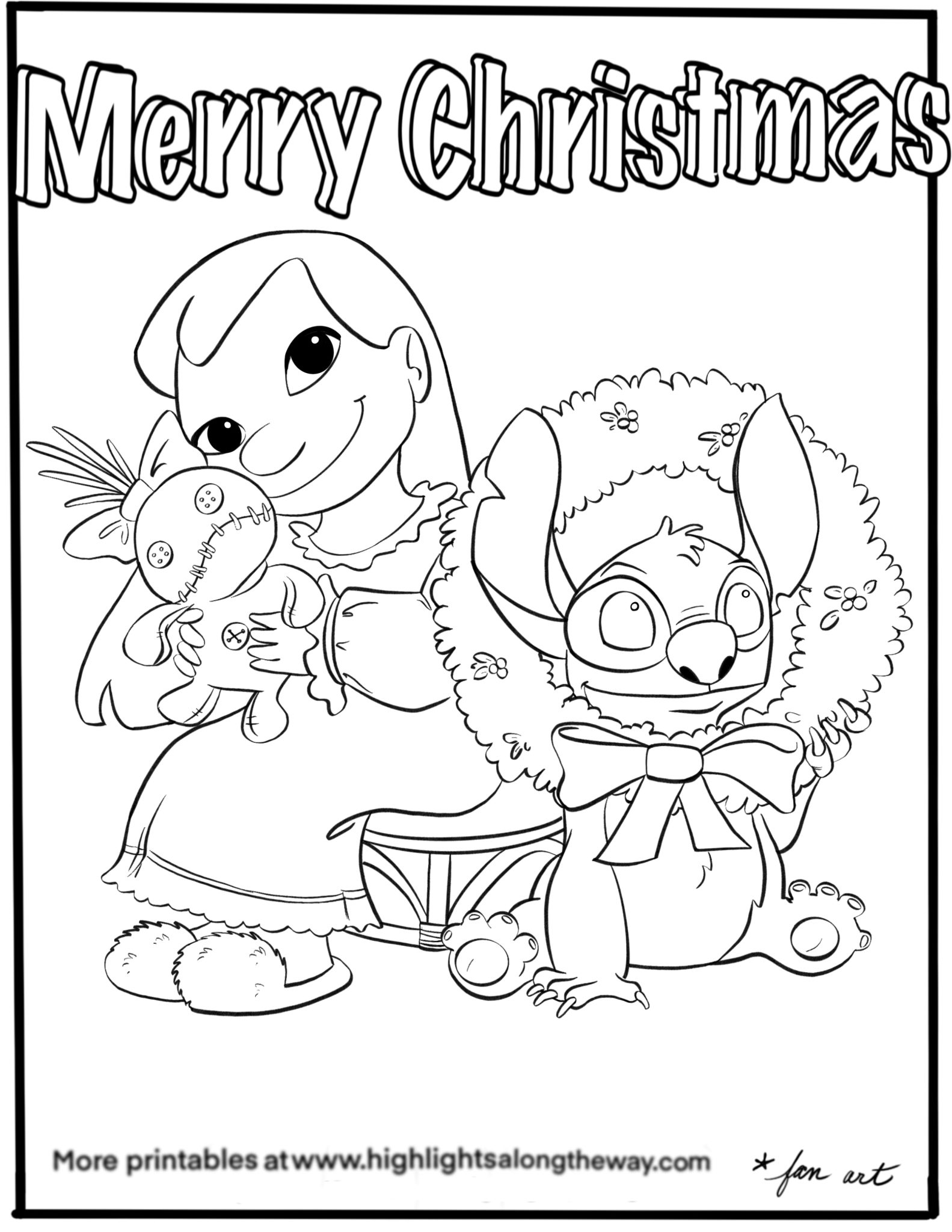 Lilo And Stitch Christmas Coloring Pages