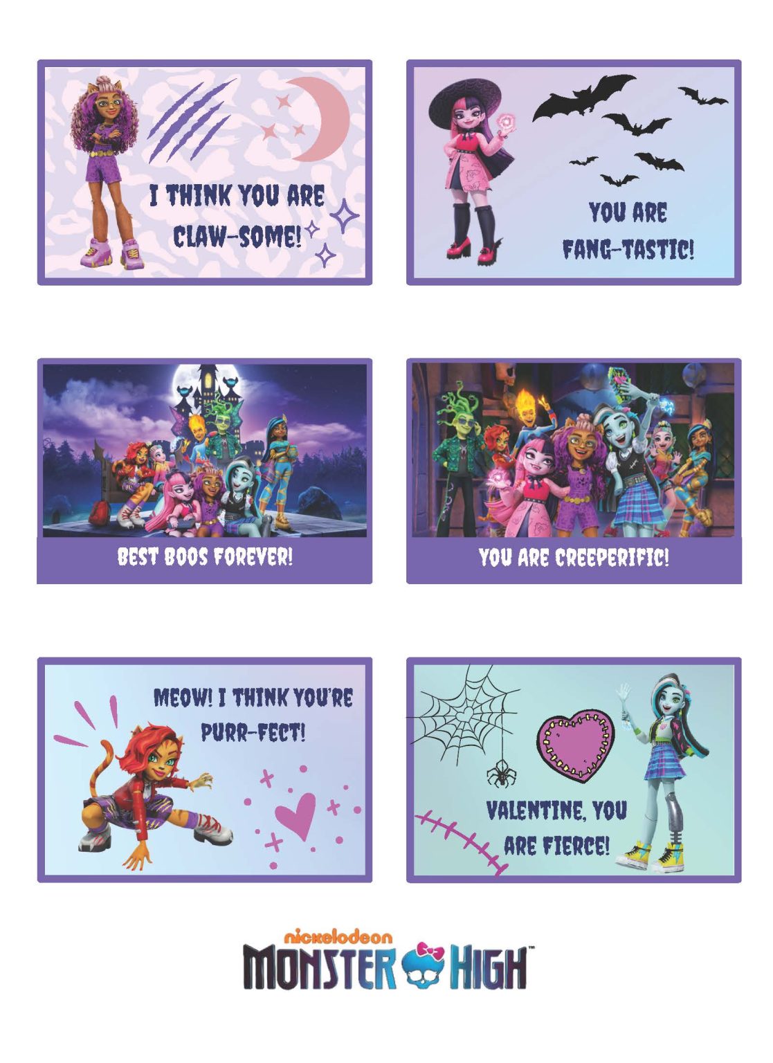 Monster High Valentine's Day Cards