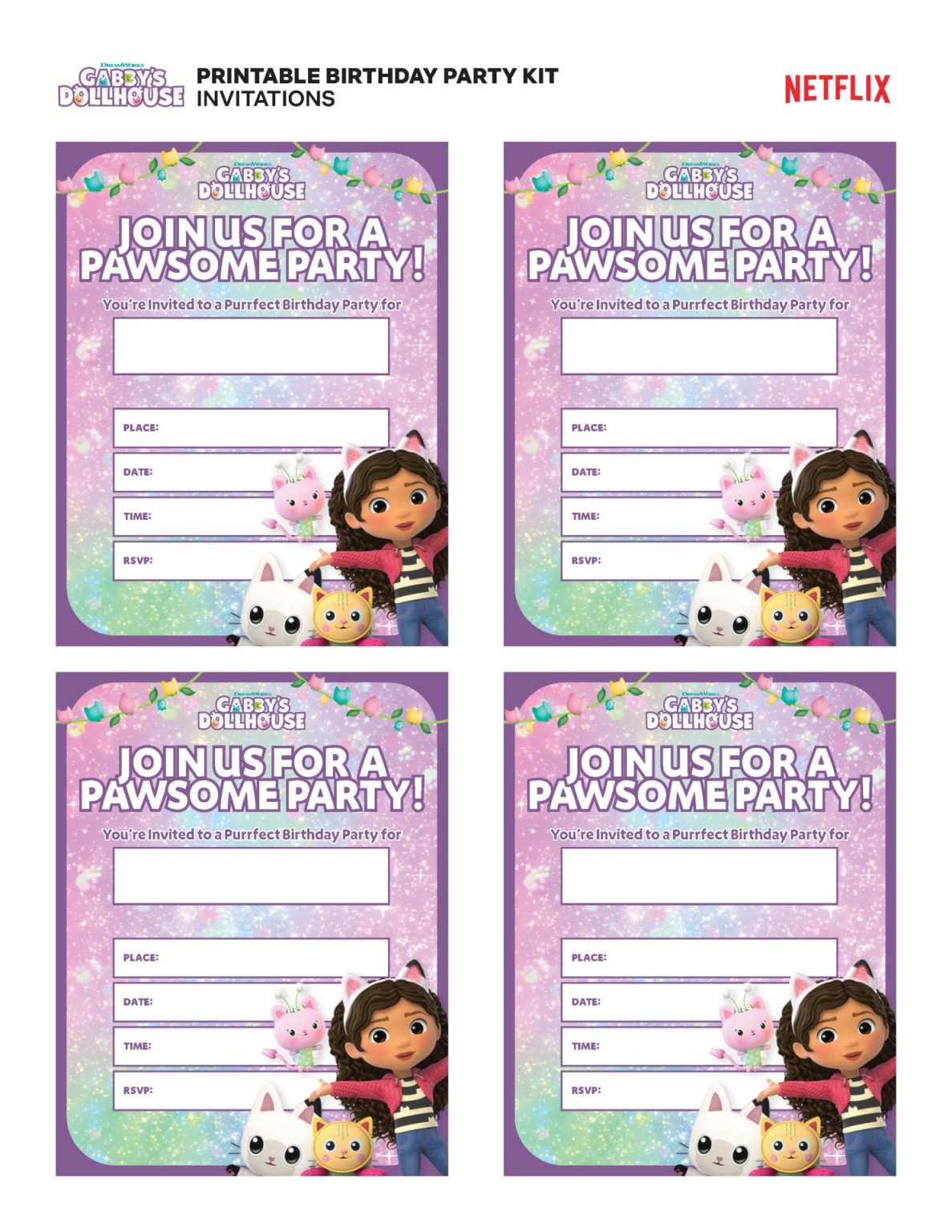 Gabby's Dollhouse Birthday Party Invitations. Instant Download!