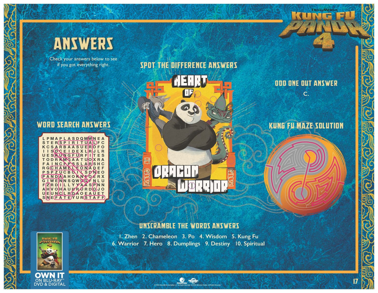 Kung Fu Panda Coloring and printable activity sheets