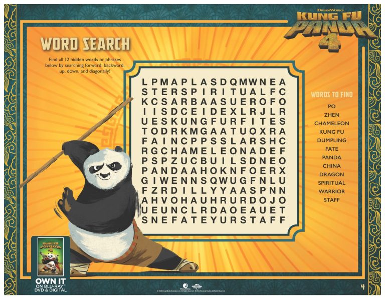 Kung Fu Panda Coloring and printable activity sheets