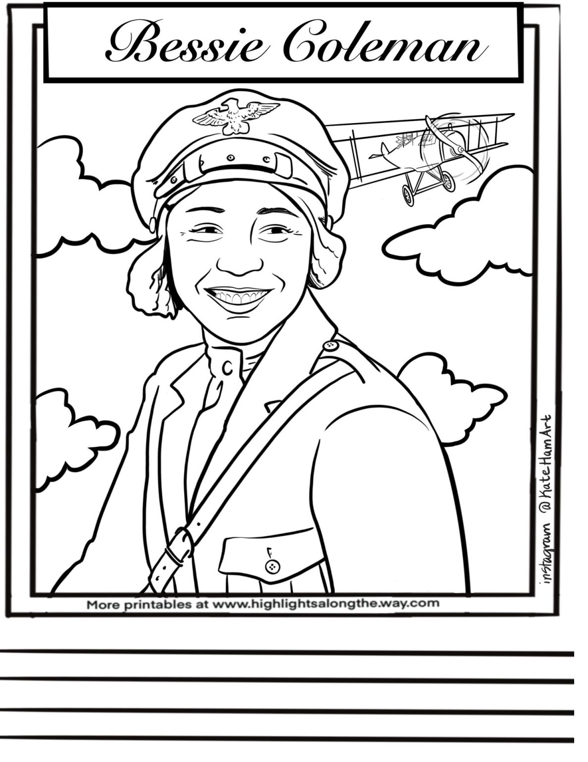 Bessie Coleman Coloring Page
