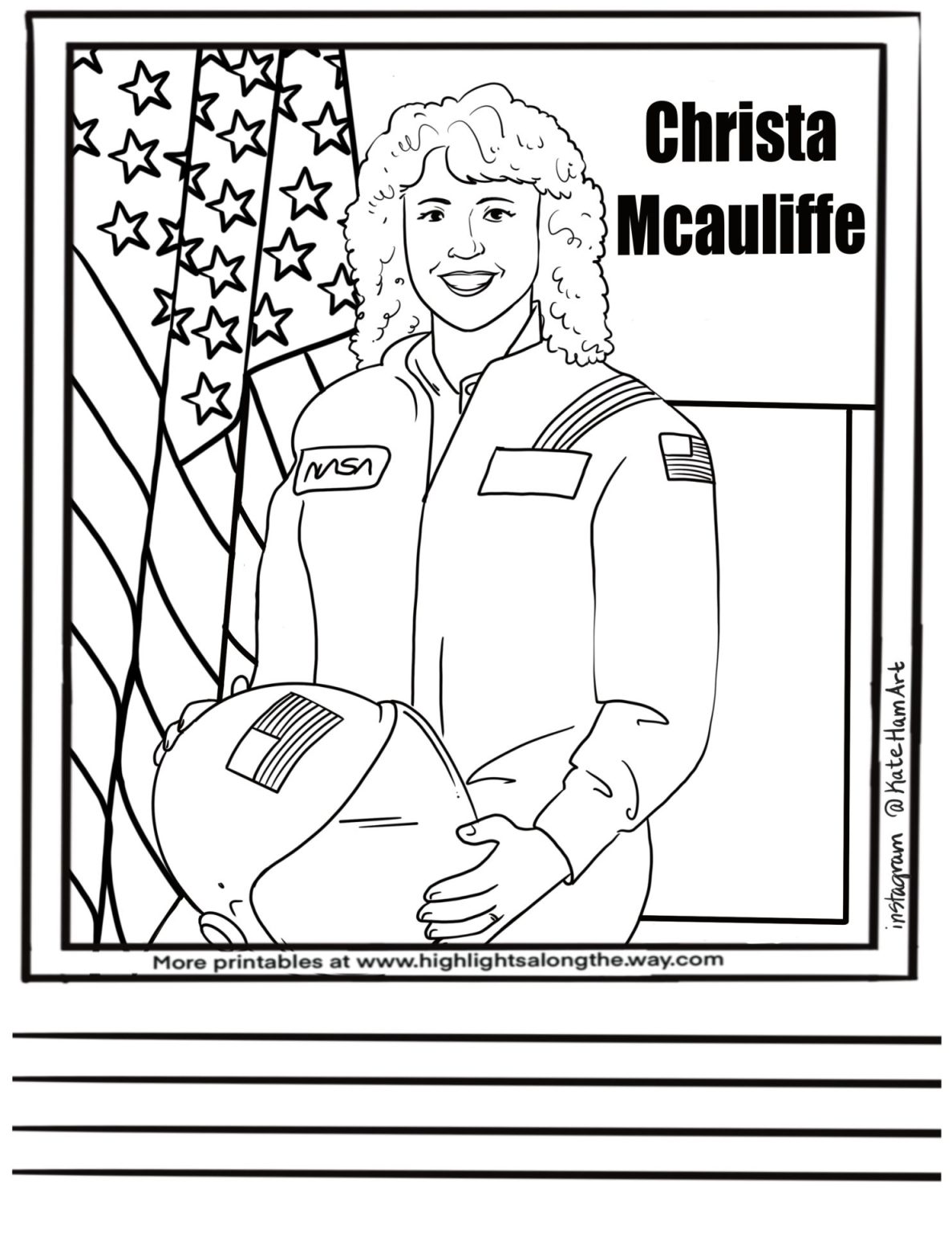 Christa Mcauliffe Coloring Page