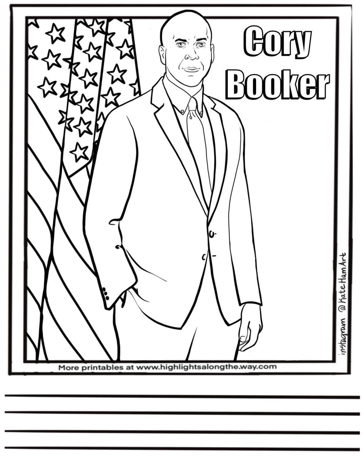 Cory Booker Coloring Page